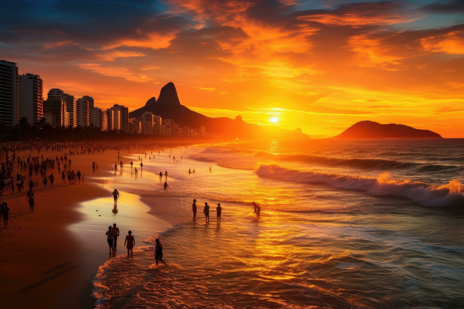 ai-generated-beautiful-sunset-at-copacabana-beach-rio-de-janeiro-brazil ...